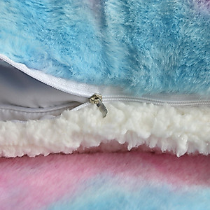 Sleepwish Fluffy Comforter Cover Queen Set Faux Fur Bedding Luxury Shaggy Tie Dye Duvet Cover Velvet Fleece Bed Set Rainbow Unicorn Fluffy Blanket Queen Size for Adults Women Girls (Pink Aqua Blue)