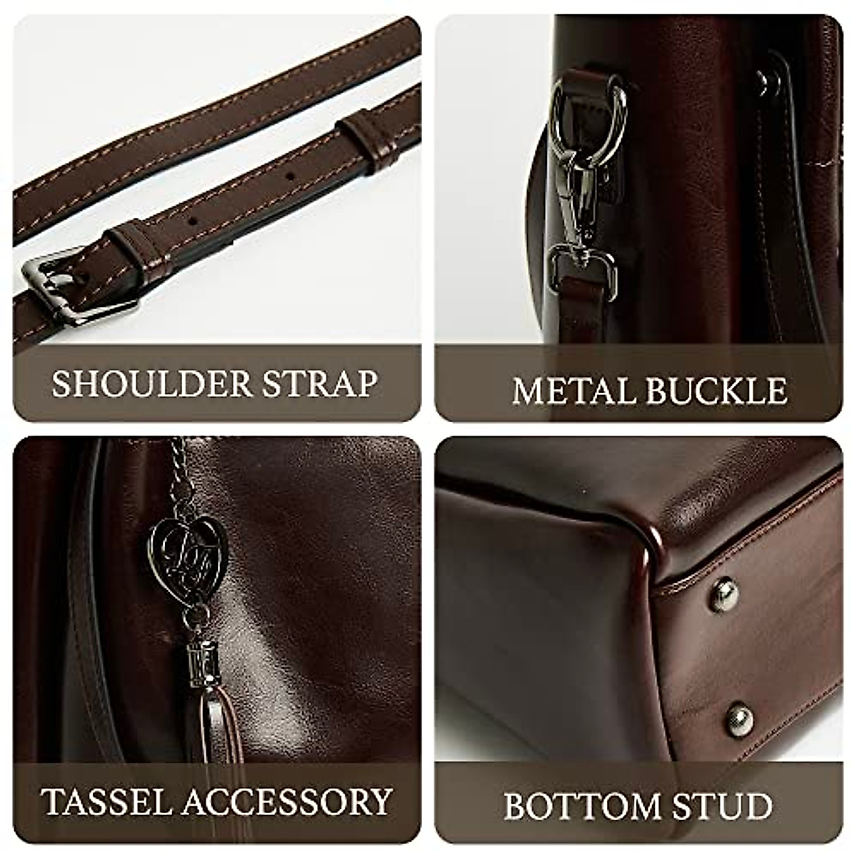 DamiFriends Leather Tote Bag 3 in 1 Tote Bag for Women with Zipper Closure and Cute Tassel Charm