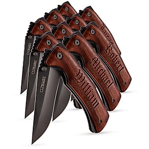 Amazing Items Set of 10 - Personalized Pocket Knife for Groomsmen - 20 Font Option - Custom Engraved Pocket Knives | Groomsman Gifts for Wedding, Groomsmen Proposal Gifts
