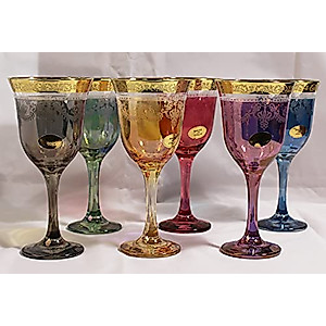 Lorenzo Import - Corona Wine Goblets (Set of 6), Multicolor