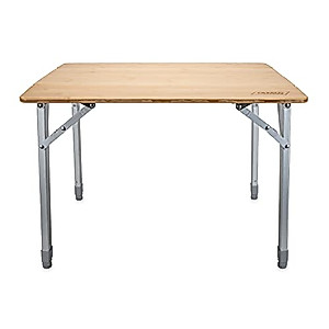 Camco Folding Bamboo Table with Aluminum Legs | Natural Bamboo Top | Lightweight for Added Portability (51895)