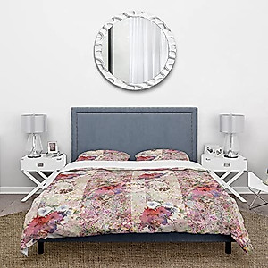 DESIGN ART Designart 'Red and White Orchids with Grunge Flowers' Traditional Duvet Cover Set Twin