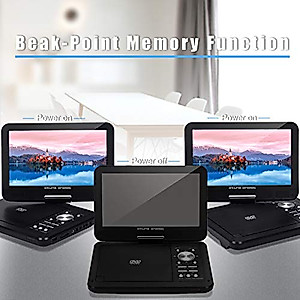 atune analog 10in LCD Screen DVD Player Portable CD Player Digital Panel Built-in Rechargeable Battery Overheated Protection AV Output Input and Earphone Jack, Black (PDV-1010)