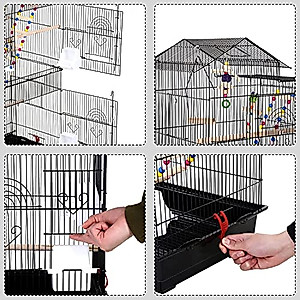 HCY, Bird Cage, Parrot Cage 39 inch Parakeet Cage Accessories with Bird Stand Medium Roof Top Large Flight cage for Small Cockatiel Canary Parakeet Conure Finches Budgie Lovebirds Pet Toy