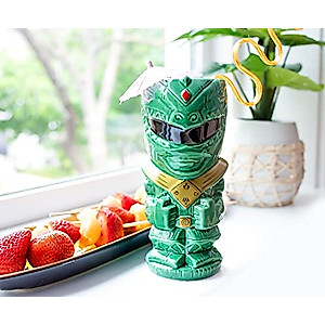 Geeki Tikis Power Rangers Green Ranger 16-Ounce Ceramic Mug | Cocktail Tumblers, Beer Mug Glassware For Liquor, Beverages, Pub Drinks, Tropical Drinkware For Home Barware Decor | Mighty Morphin Gifts