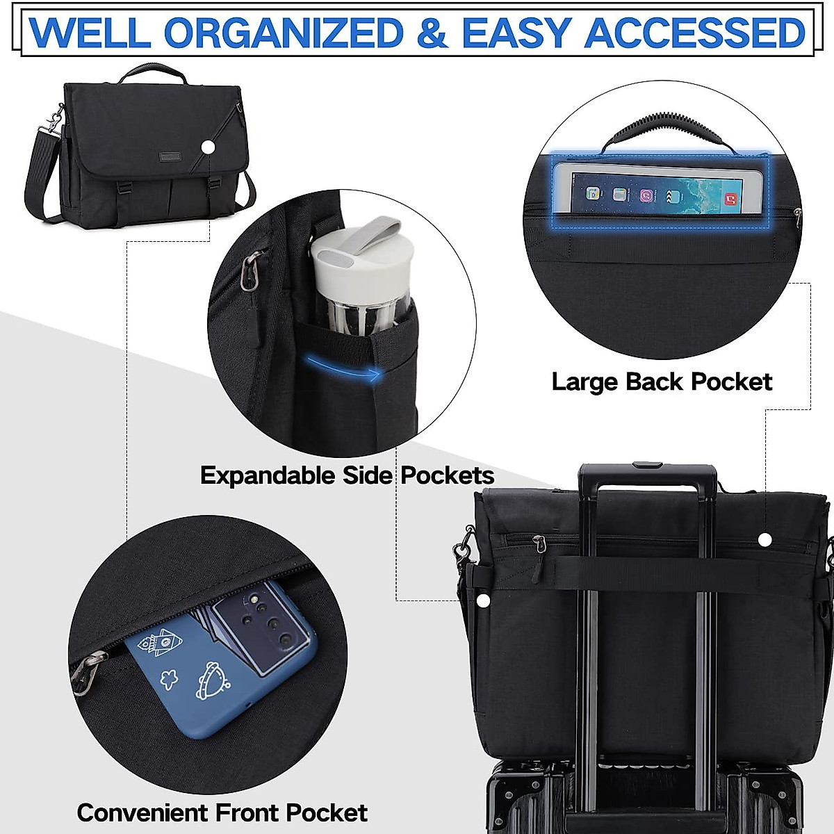 Messenger Bags for men,Lightweight 15.6 inch Laptop Bag for Work business Vonxury