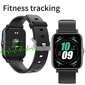 Smart Watch for Men Women, 1.7 inch Full Touch Screen Fitness Tracker with Heart Rate Monitor, Sleep Monitor IP68 Waterproof Activity Tracker Fitness Watch Compatible for Android Phone Black/Blue