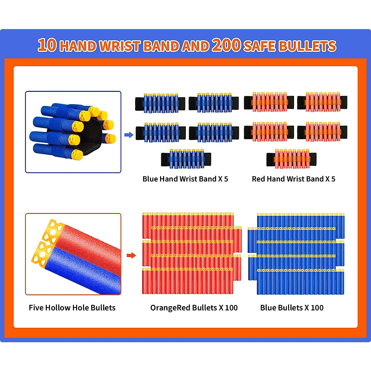 Banvih 10 Small Gun Set for Nerf Party Supplies and Favors, Suitable for Boys' Birthday Bulk Nerf War Party Pack Bundle - Equipped: 10 Mini Pistol Blasters, Goggles, Masks, Wristbands, 200 Foam Darts