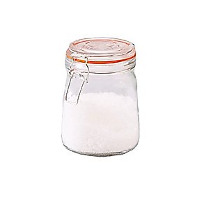Mason Jar With Lid (Clear), By Home Basics | Single Mason Jar For Pickles, Sauces, Jelly, Condiments, and Snacks | Holds Four Cup, Medium