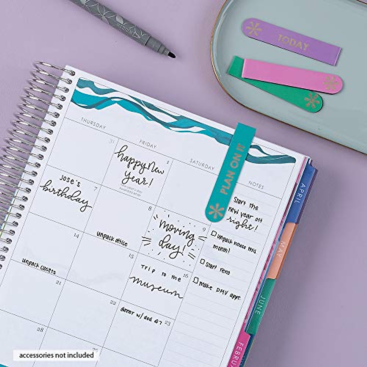 Erin Condren Designer Desk Accessories - Productivity Magnetic Bookmark Set of 4. Compatible with Erin Condren Spiral Notebooks, Planners, Agendas and Much More