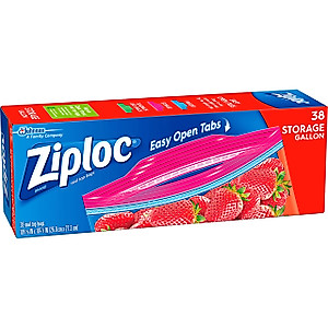 Ziploc 665016 Double Zip/ Storage Bags, 10-9/16 x 10-3/4, 1 Gal, Clear, 38/Box (Case of 9 Boxes)