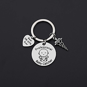 FOTAP Ob-GYN Gifts Best OB-GYN Ever Keychain Personalized OBGYN Gift Doctor Gift Thank You Gift for OBGYN (Baby Catcher Keychain)