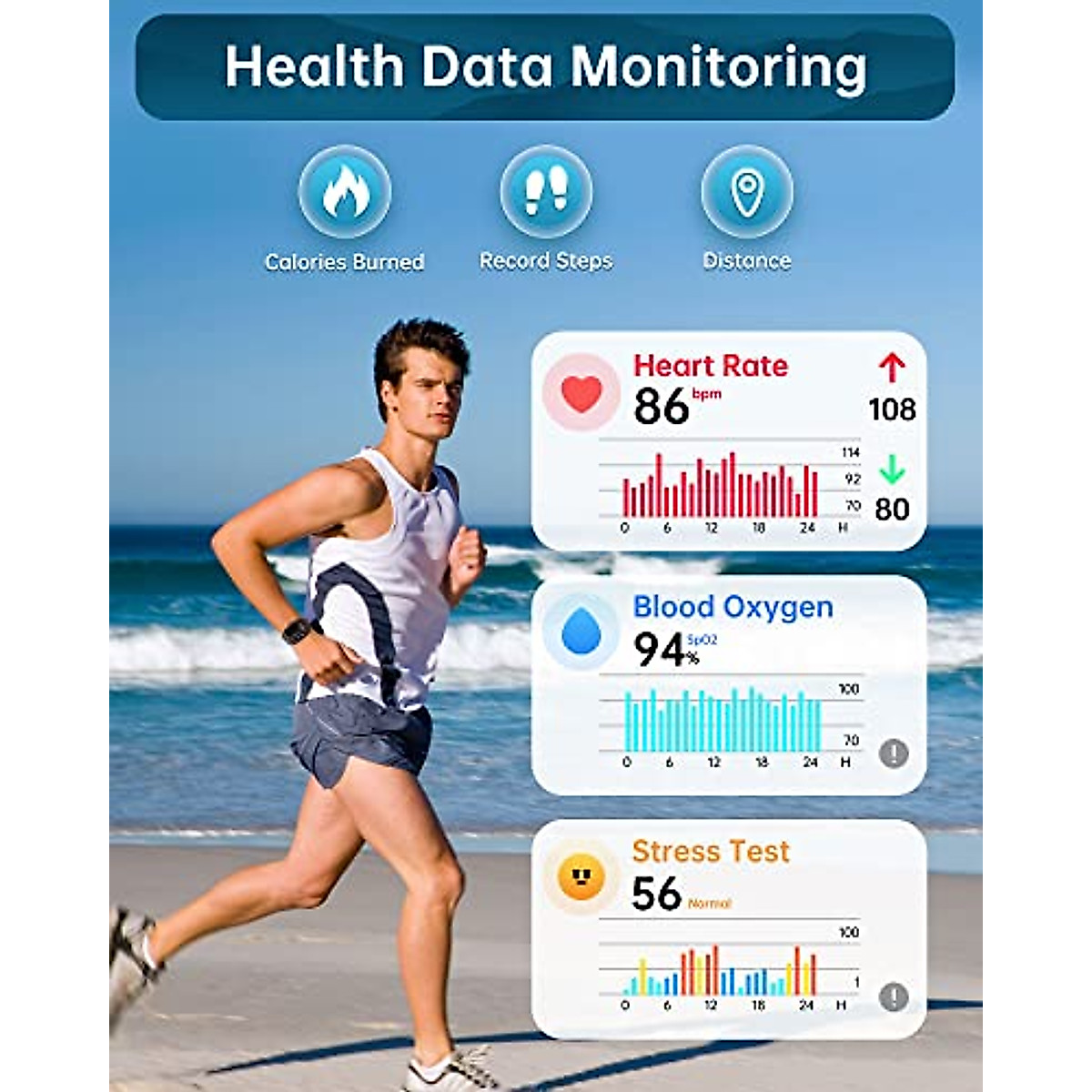 Smart Watches for Men Women (Answer/Make Call), Alexa Built in, 1.8" Full Touch Screen Fitness Tracker with Heart Rate SpO2 Sleep Monitor IP68 Waterproof Smartwatch for iPhone Android Phones, Black