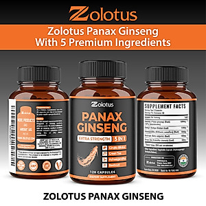 Zolotus Korean Red Panax Ginseng + Ginkgo Biloba, Ashwagandha, Beetroot, Green Tea - 120 Capsules (Pack of 2)