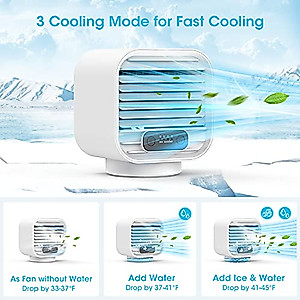 Viopic Personal Air Conditioner, 3 in1 Rechargeable 2000mAh Portable Air Conditioner Air Cooler, 100% Leakproof Design Evaporative Cooler Fan with 3 Speeds for Home and Office-with Water tank