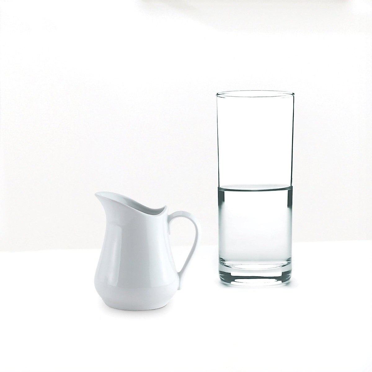HIC Kitchen Creamer Pitcher with Handle, Fine White Porcelain, 4-Ounce
