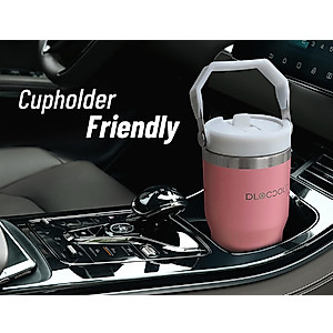 DLOCCOLD 20 oz Stainless Steel Tumbler with Flip Straw & Handle, Insulated Double Walled kids Water Bottle, Leak Proof, Reusable Cup 2-in-1 Straw & Sip Lid, Cupholder Friendly