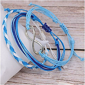 Softones VSCO String Wave Bracelets for Women Handmade Colorful Waterproof Adjustable Braided Beach Bracelet Set for Women