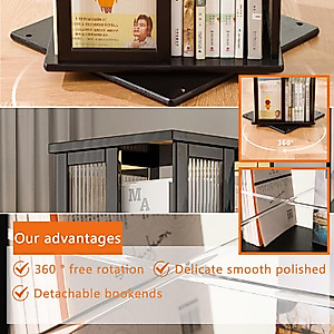 wrdela Rotating Bookshelf, 360 Display Corner Bookshelf for Small Space, 6 Tier Floor Standing Bookcase Storage Rack, Bamboo Narrow Organizer for Kid’s Playroom, Bedroom and Living Room (Black)