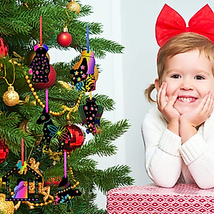 36 Pcs Nativity Scene Scratch Paper Christmas Tree Scratch Ornaments for Kids Include Scratch Card 10 Wooden Styluses 36 Colorful Ribbons for Christmas Birthday Classroom Holiday Crafts Supplies