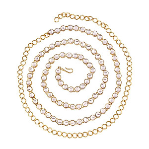 Aheli Ethnic Kundan Waist Chain Kamar Patta Faux Stone studded Belly Chain Indian Traditional Saree Belt Wedding Party Wear Fashion Jewelry for Women
