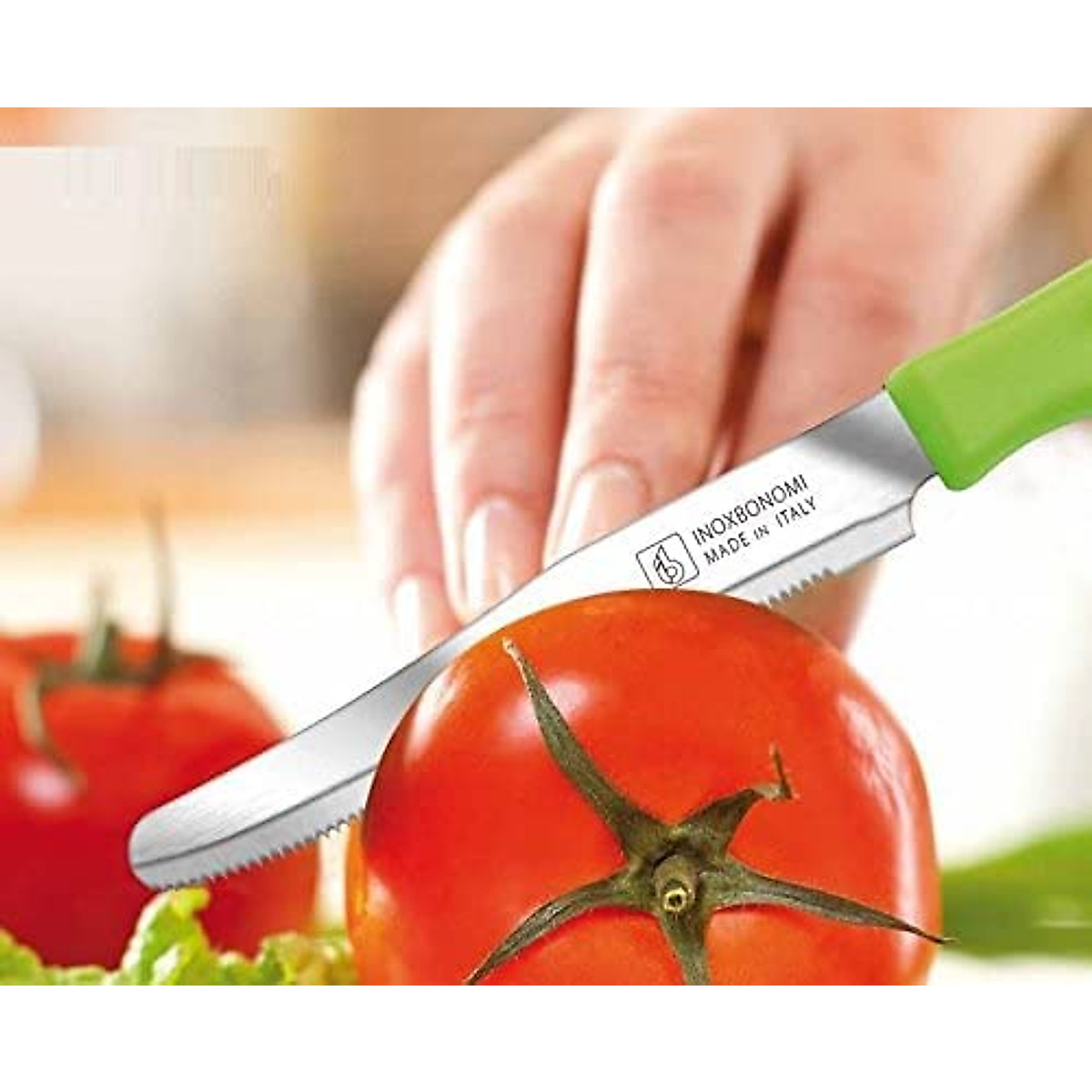 6 kitchen Knifes (Knives) - Italian Stainless Steel Vegetable/Steak/Table Knife Cutlery (Brown)