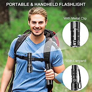 Rechargeable Flashlights 20,000 High Lumens, 1500M Long Throw Super Bright LED Small Powerful Tactical Flashlight with Memory Function, 6Modes Pocket Waterproof Flash Light for Camping,Emergency