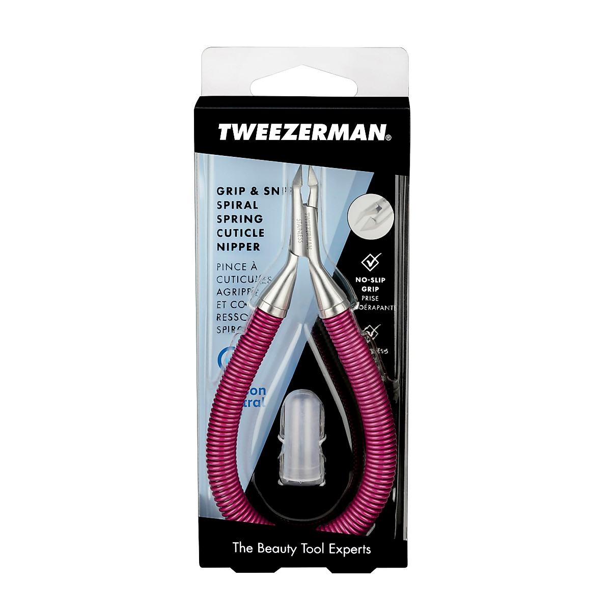 Tweezerman Grip & Snip Spiral Spring Cuticle Nipper Assorted Colors, Blue/Pink, 2.5 x 1 x 6"