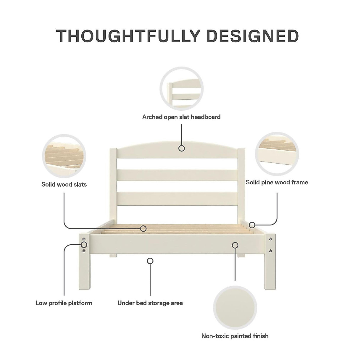 Dorel Living DA7428-W Braylon Bed, Twin, White