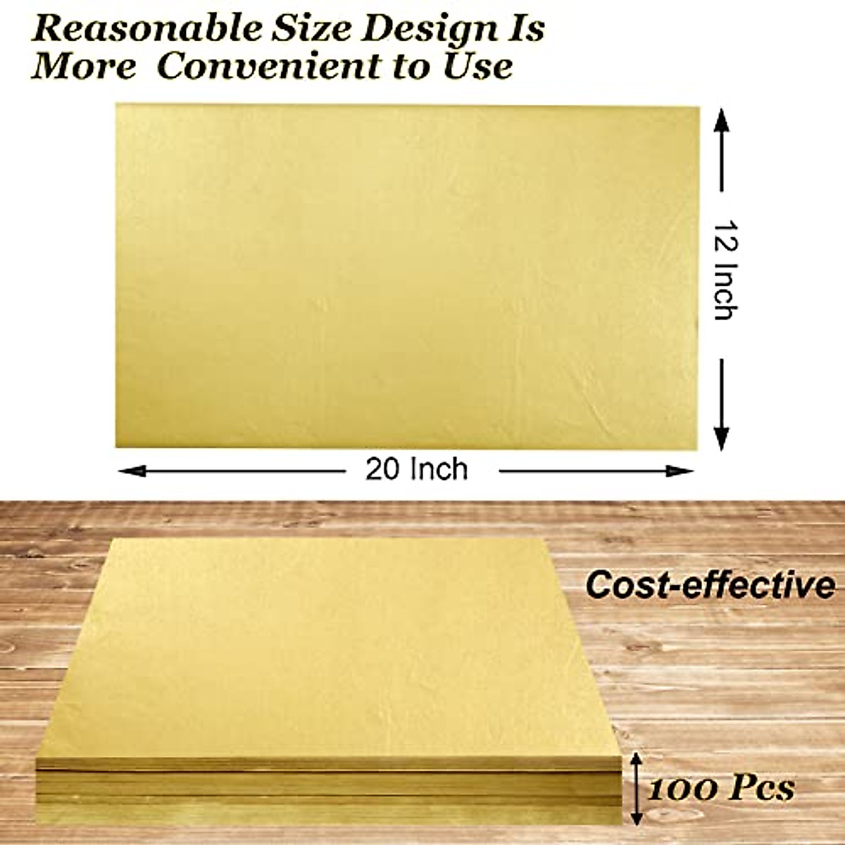 Gold Tissue Paper for Packaging - Undemouc 110 Sheets of Gold Wrapping Tissue Paper Bulk for DIY Artworks Flower Decoration (12 x 20 Inch)