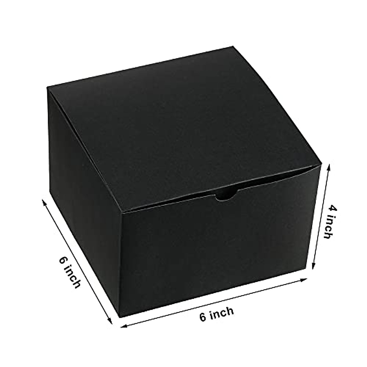 6 Pieces Gift Box 6 x 6 x 4 Inch Matte Paper Gift Boxes with Lids Christmas Gift Boxes for Presents Crafting Cupcake Boxes, Wedding, Birthday Party, Bridesmaid Proposal Boxes, Groomsmen Boxes (Black)
