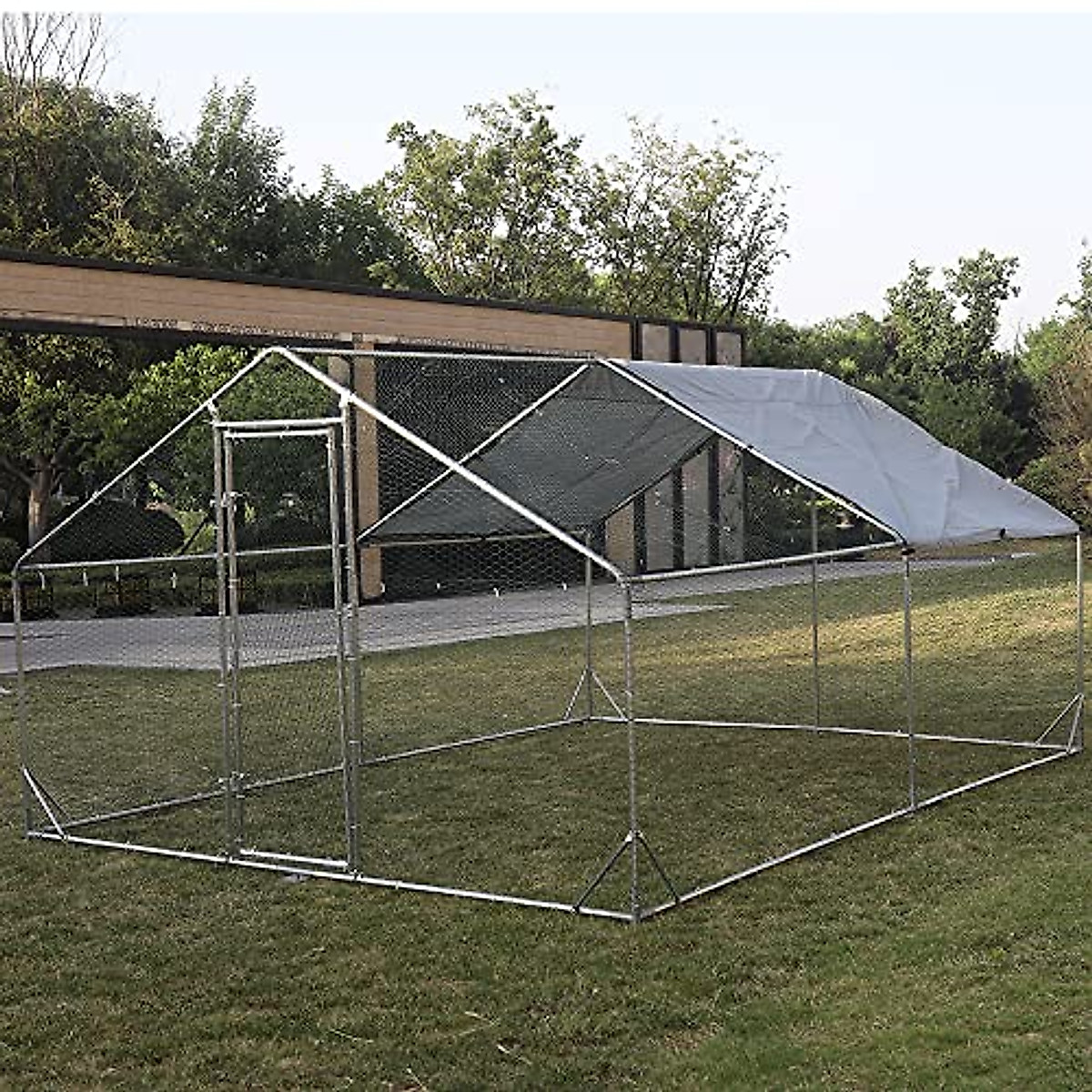 4-Tier 32" Small Animal Metal Cage Height Adjustable with Lockable Casters Grilles Pull-Out Tray for Rabbit Chinchilla Ferret Bunny Guinea Pig Squirrel Hedgehog(Grey)