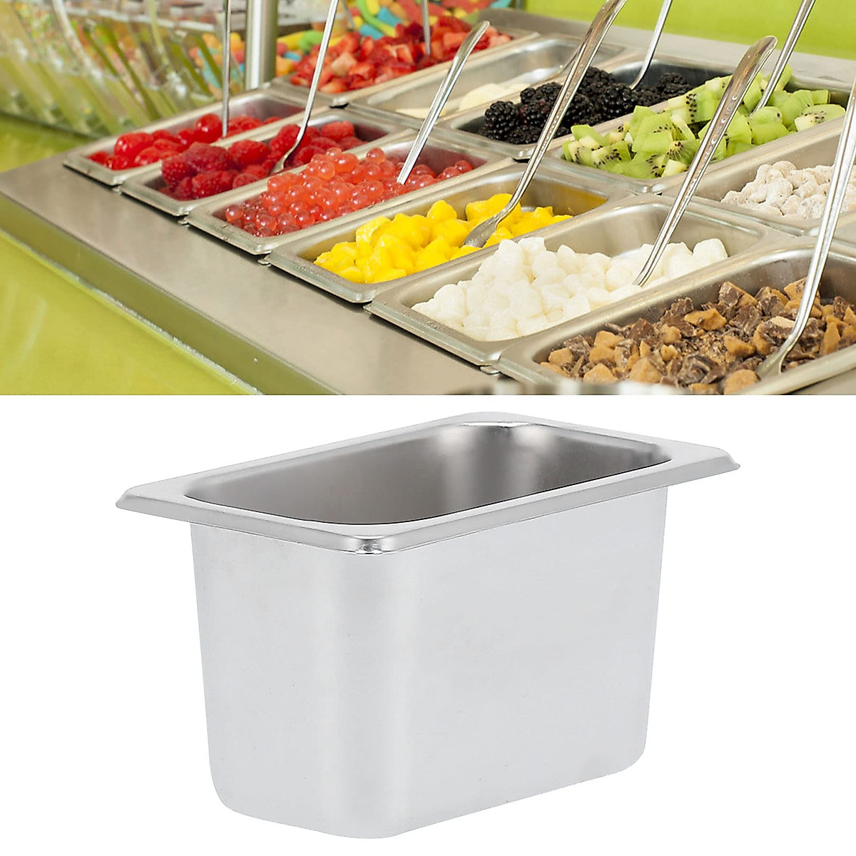 Buffet Food Pans, Stainless Steel Square Pan Restaurant Pans Steam Table Pan Hotel Pan Containers Insulation Counter Basin for Canteen Hotels Kitchen