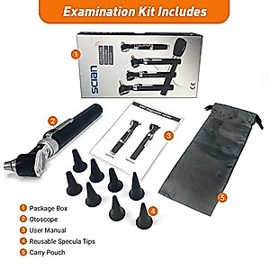 Scian Otoscope - Ear Scope with Light, Ear Infection Detector, Pocket Ear Checker Kit with 3X Magnify Lens & 8 Speculum Tips for Kids,Elders,Dogs,Home Use (Purple)