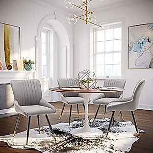 Alunaune Upholstered Dining Chairs Set of 2 Modern Kitchen Chairs Mid Century Accent Chair, Faux Suede Armless Leisure Chair Living Room Desk Side Chair-Grey