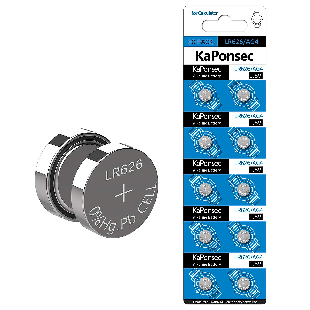 KaPonsec 10 Pack SR626SW AG4 Equivalent 377S 377 LR626 1.5V Button Cell Watch Battery Replacement