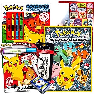 Pokemon Coloring Books for Kids Ages 4-8 - Bundle with 3 Pokemon Coloring and Activity Books with Games, Puzzles, and More Plus Sketch Pad with Stickers and Pokemon Cards | Pokemon Gifts for Boys