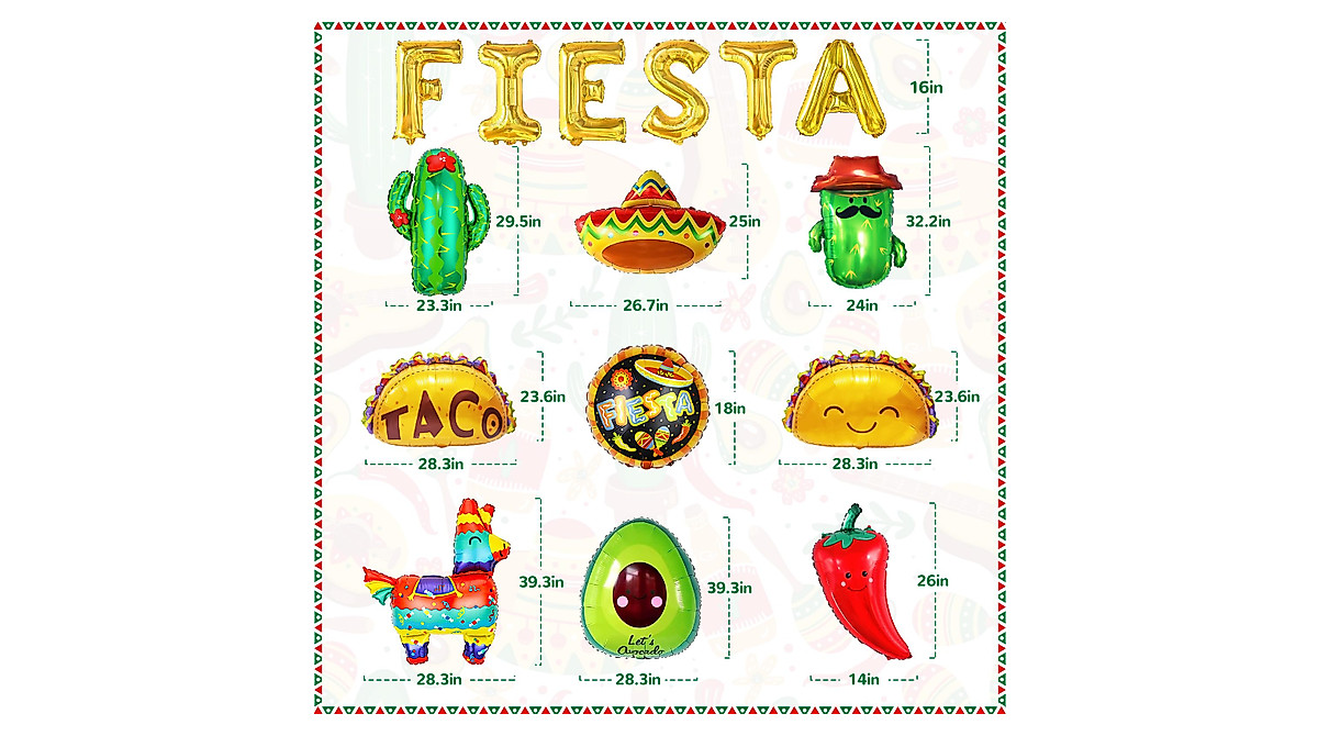Fun Fiesta Party Decorations Set - Taco & Llama Balloons