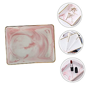 NOLITOY 1pc Marble Storage Tray Necklace Ring Holder Porcelain Jewelry Trinket Tray Necklace Display Dish Trinket Dish Perfume Tray Desk Tray Jewelry Plate Decorate Earrings Miss Ceramics