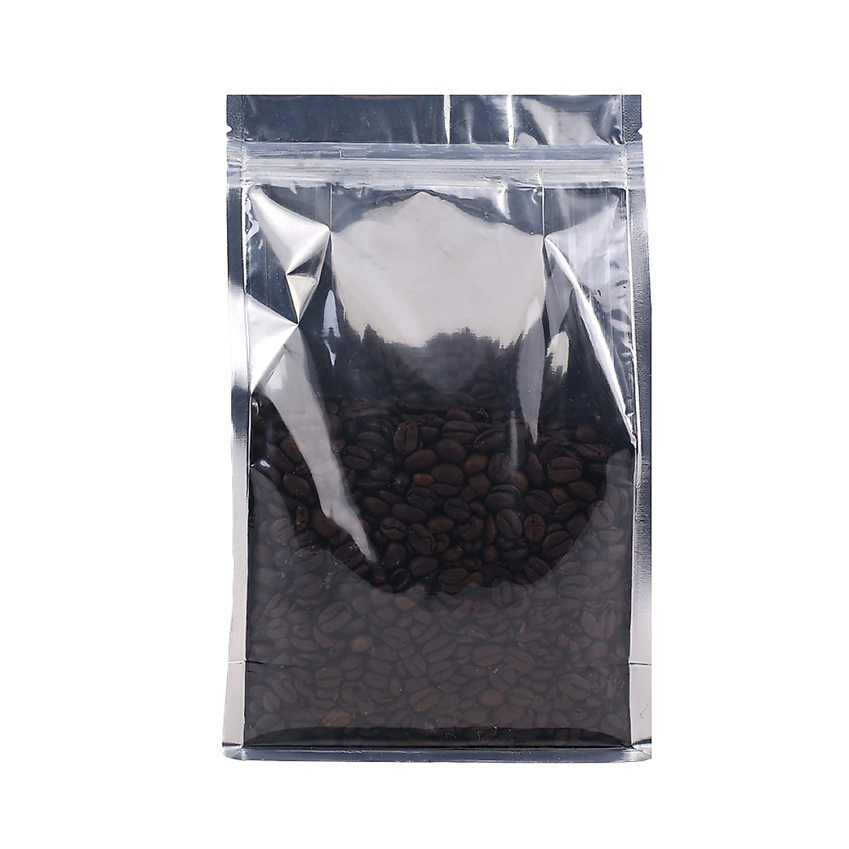 100PCS Silver Metallic Stand-Up Side Gusset Zip Top Lockk Bags w/Window 14x24+6cm (5.5x9.4+2.3")