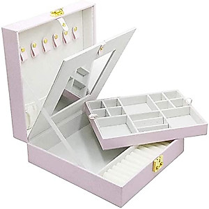 ZZYINH AN207 Pu Leather Simple Storage Jewelry Box Creative Home Earrings Necklace Jewelry Box Portable Dressing Case for Jewelry Gift Box Small Jewelry (Color : Light Purple)