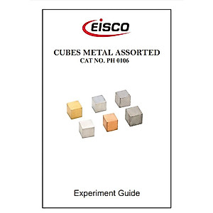 EISCO Density Cubes Set - Includes 6 Metals - Brass, Lead, Iron, Copper, Aluminum, Zinc - 0.4" (10mm) Sides - for use with Density, Specific Gravity Activities