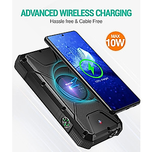 BLAVOR 20000mAh Solar Power Bank 𝗣𝗗𝟭𝟴𝗪 𝐐𝐂𝟑.𝟎 Fast Charging 10W Wireless Charger(Black) Plus 3 in 1 Multi Charging Cable 4FT