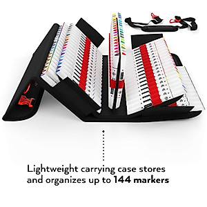 ARTEZA Art Alcohol Markers, Set of 120 Colors, EverBlend Dual Tip Markers with 144-Slot Organizer, Fine and Broad Chisel Nib, for Coloring and Drawing