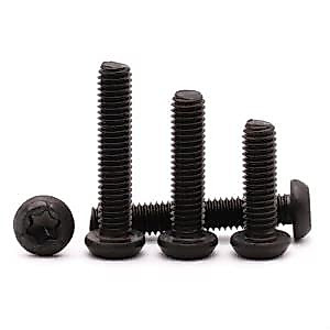 M5-0.8 x 12mm Black Button Torx Drive Head Machine Screws, Class 10.9 Alloy Steel, Full Thread, Black Oxide Finish, 60 Pcs