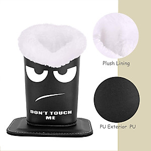 MoKo Eyeglasses Holder, Modern Velvet Plush Lined PU Leather Household Magnetic Holder Protective [Anti-scratch] [Dustproof] Stand Case for Eyeglass and Sunglasses, Don''t Touch Me Black