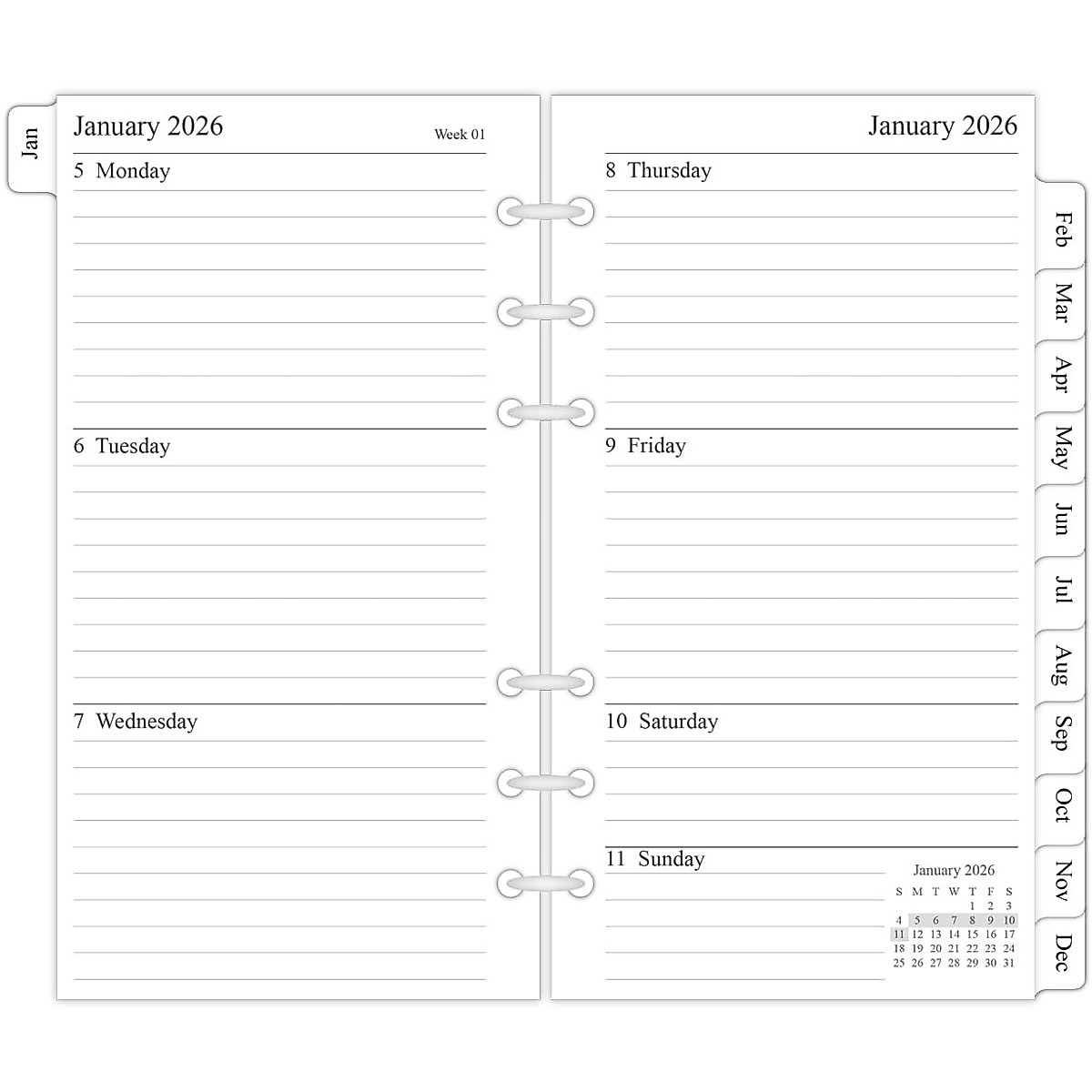 2023 Weekly & Monthly Planner Refill, 3-3/4" x 6-3/4", January 2023 - Dec 2023, Personal/Compact/Size 3