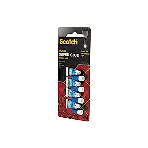 Scotch Super Glue Liquid, 4-Pack of Single-Use Tubes, .017 oz each, Fast Drying Liquid Formula (AD114)(packaging may vary)