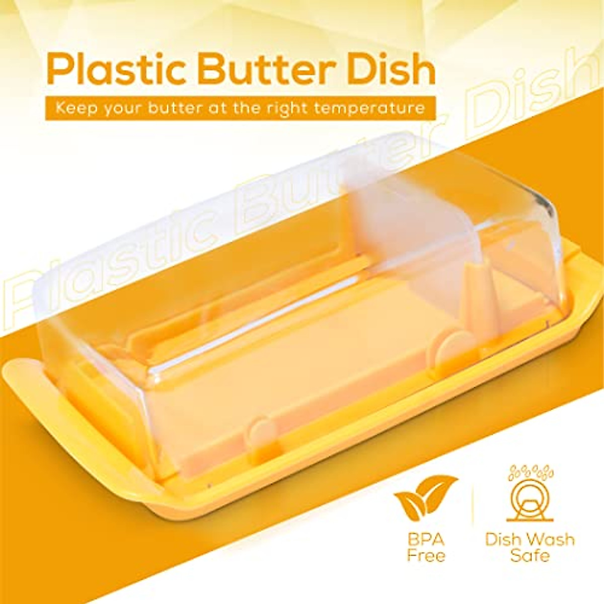izoi-Plastic Butter Dish with Lid for Countertop and Refrigerator - Butter Keeper, Holder, Tray, Container and Storage Set with Flip-Top, Wide, Small, Covered Design, Food Safe, Dishwasher Safe