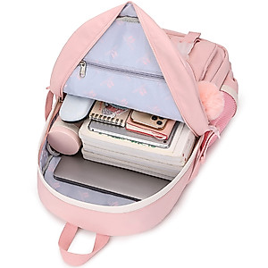 Hey Yoo Backpack for Girls Bookbag Cute School Bag College Middle High Elementary School Backpack for Teen Girls (Pink)